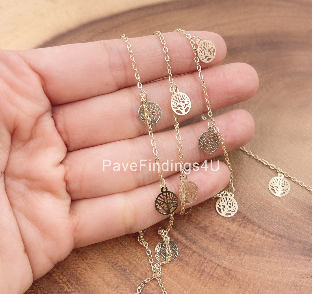 Tree of Life Chain by Yard, Gold Filled 9mm Tree Chain by Foot ...
