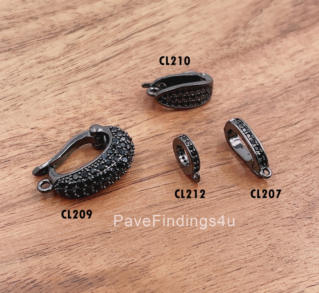 Black Diamond CZ Pave Clasp, Removable Pendant Bail Clasp, Pendant ...