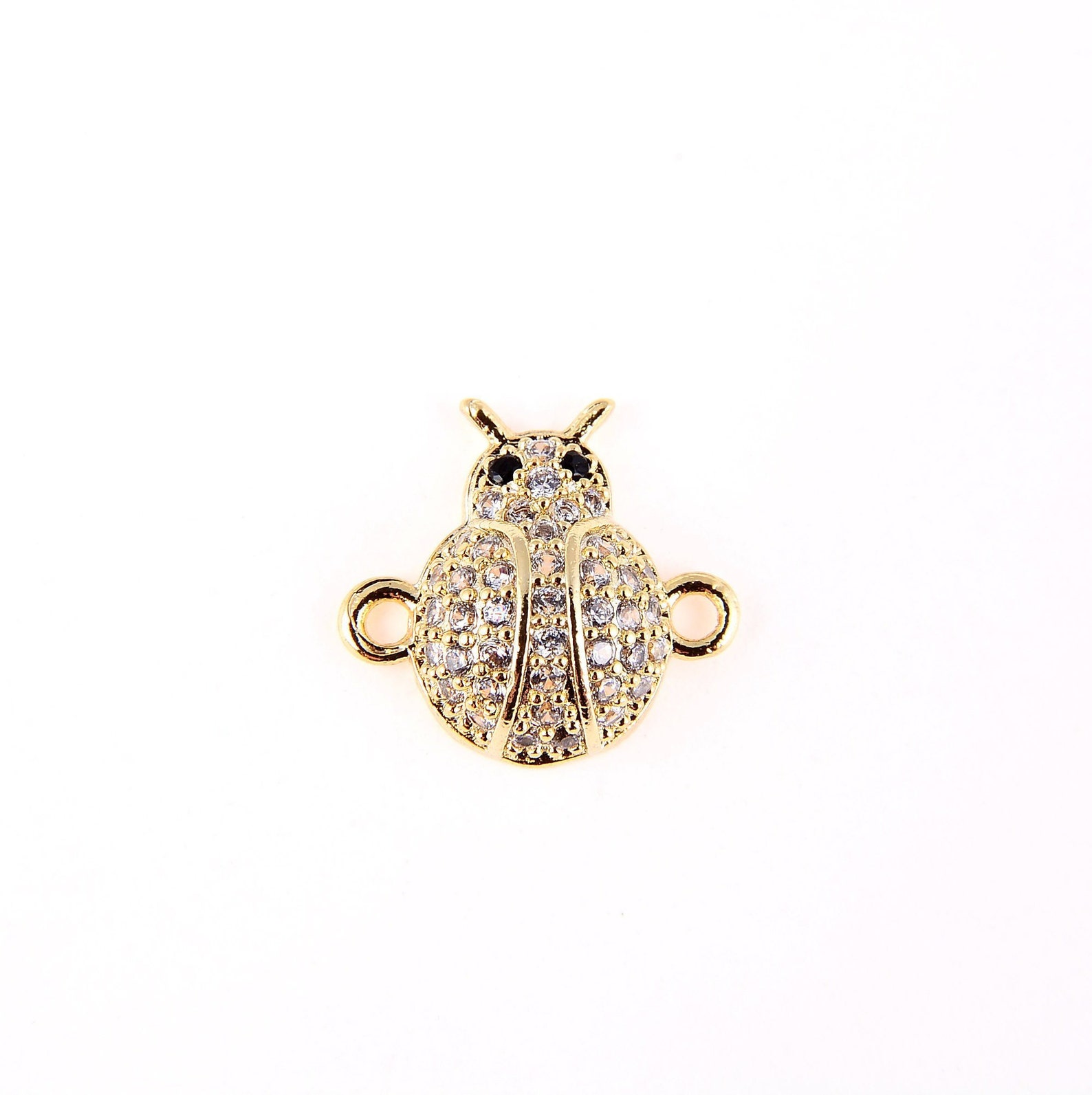 18K Gold Micro Pave CZ Ladybird/lady Bug Beads, Turquoise Micro Pave ...