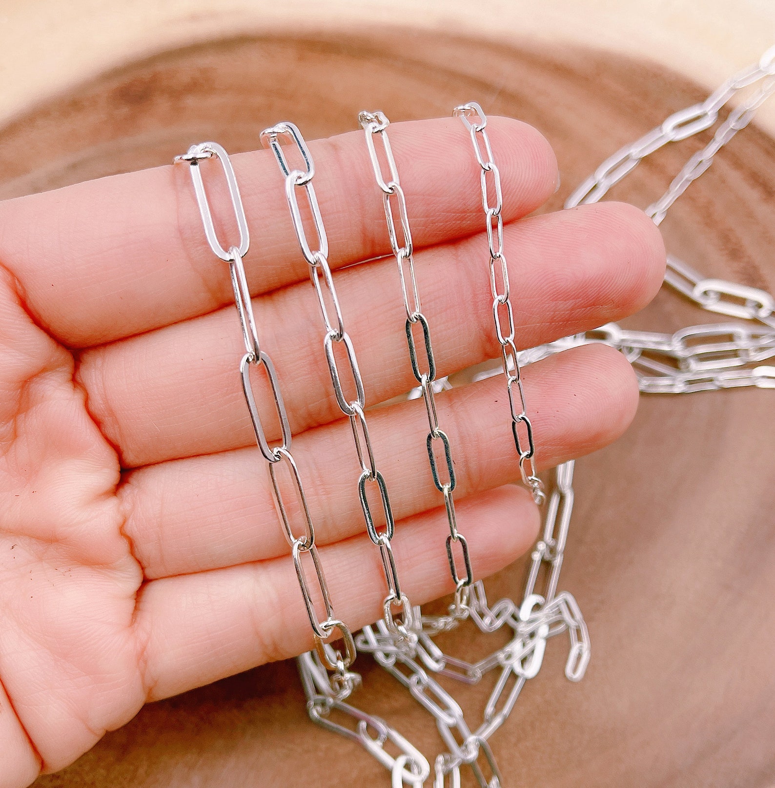 Shiny Silver Paperclip Chain Oval Paperclip Dainty Chain by Yard ...