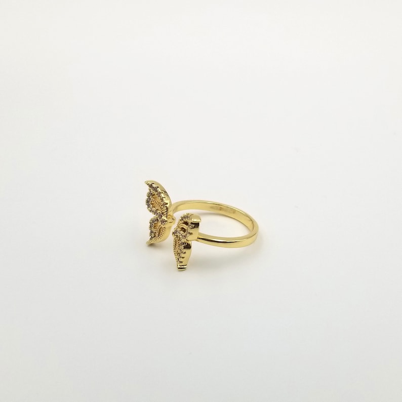 14K Gold Butterfly Ring Dainty Monarch Ring Adjustable Ring - Etsy