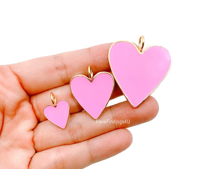 Dainty Neon Heart Charms Enamel Heart Pendant for Necklace - Etsy