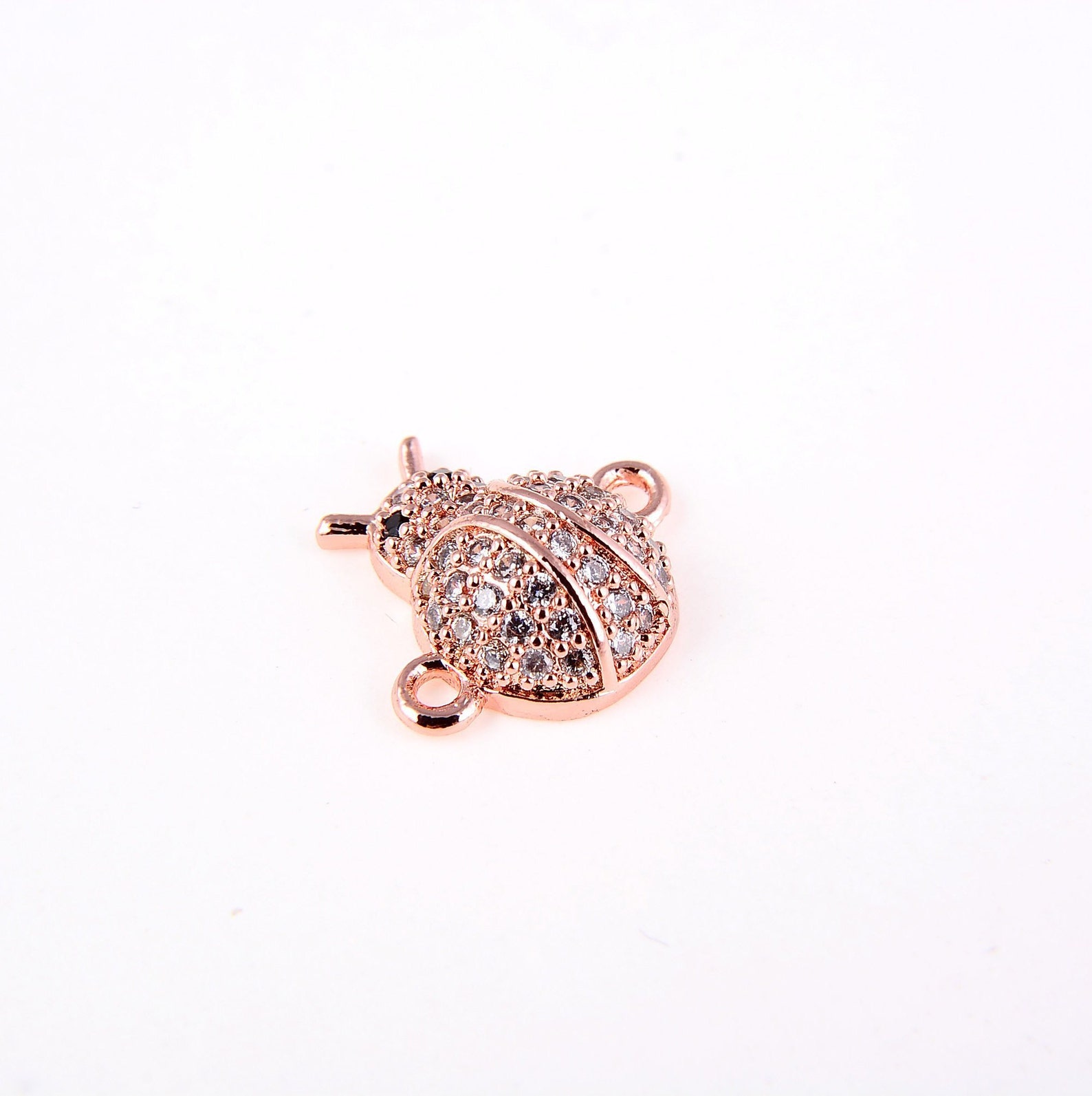 18K Gold Micro Pave CZ Ladybird/lady Bug Beads, Turquoise Micro Pave ...
