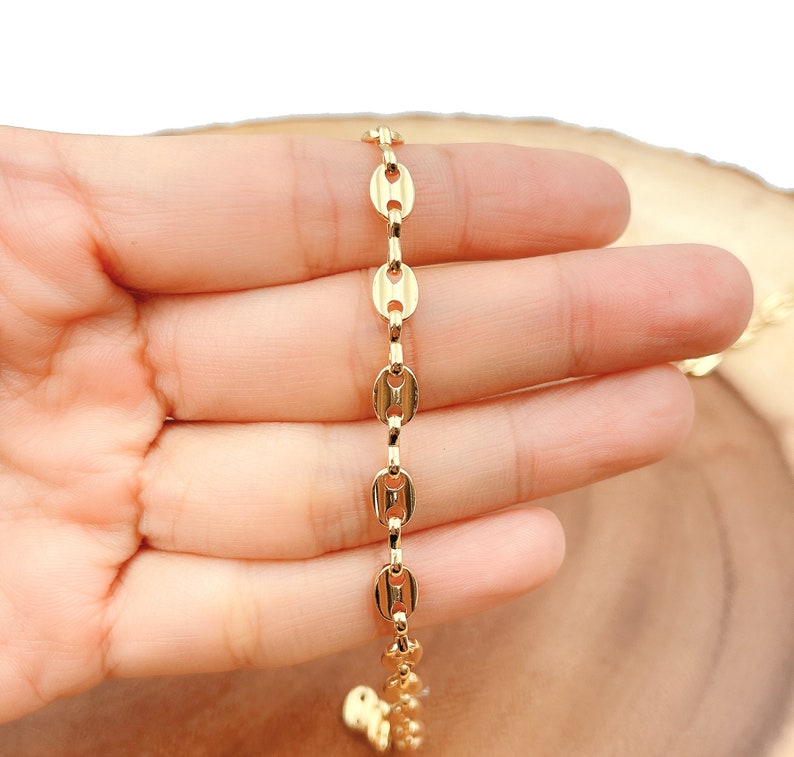 14K Gold Mariner Chain Necklace G Link Chain by Yard 5mm - Etsy