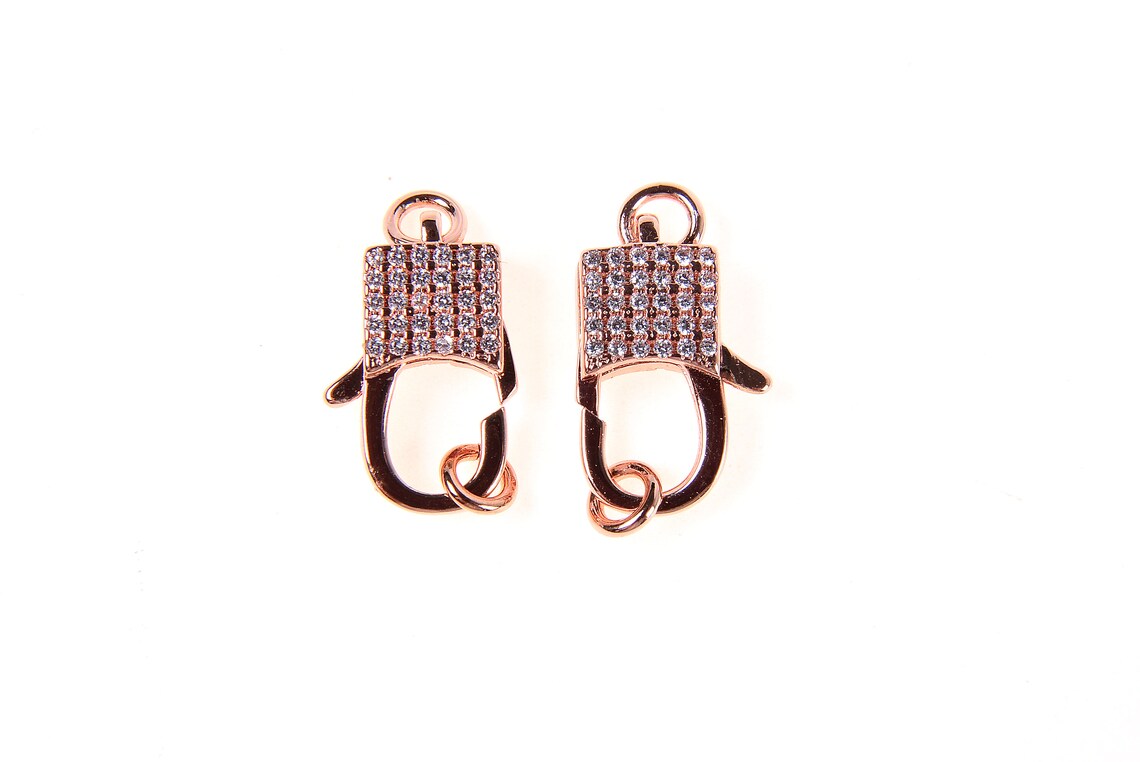 18K Gold Square Lobster Clasp, Square Lock Lobster Claw Clasp, Cubic ...