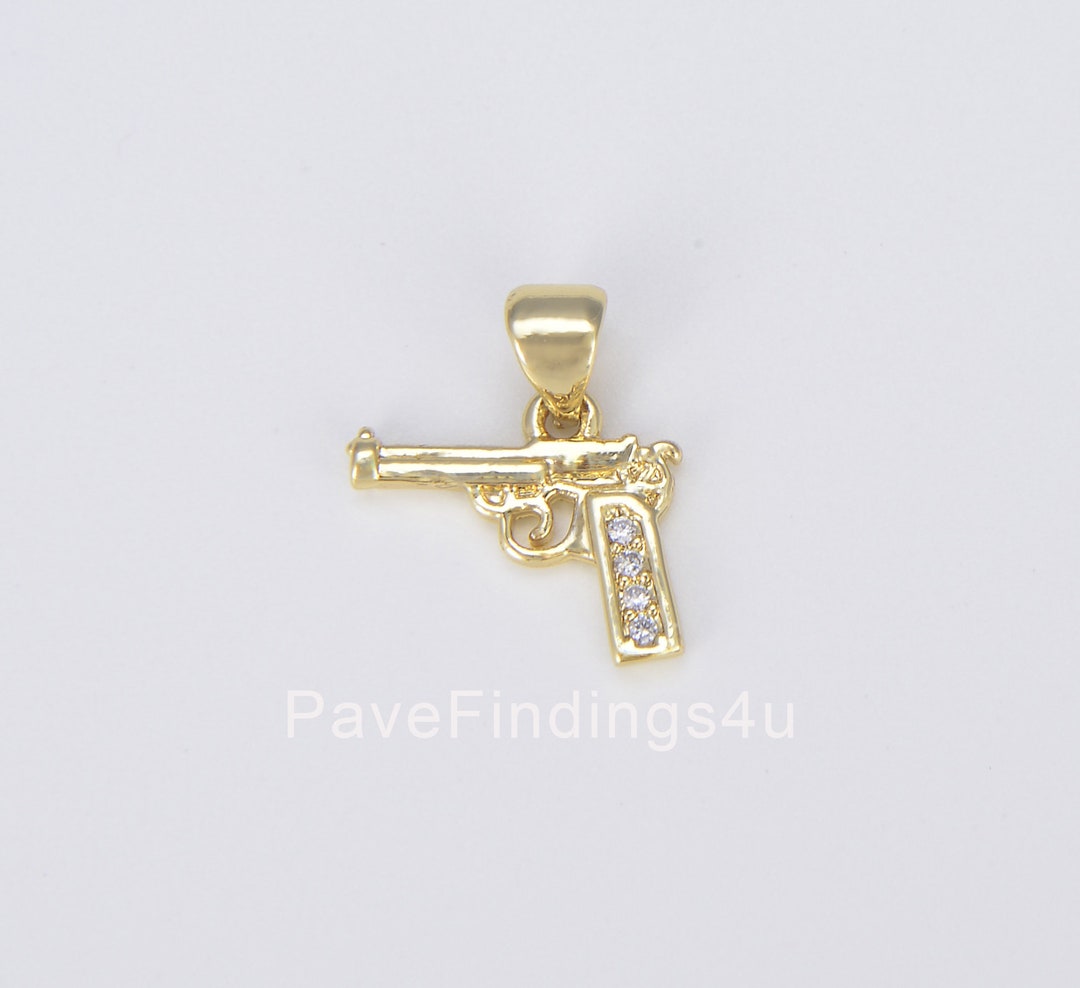 18K Gold Gun Pistol Charm, Police Officer Gift, Desert Eagle Charm for ...