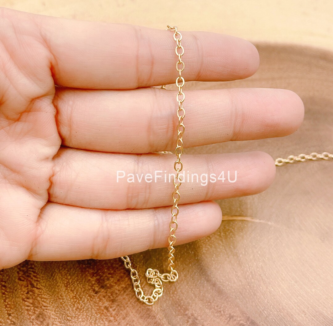 Dainty Oval Rolo 18K Gold Chain by Yard, Gold Oval Link, Wholesale Bulk ...