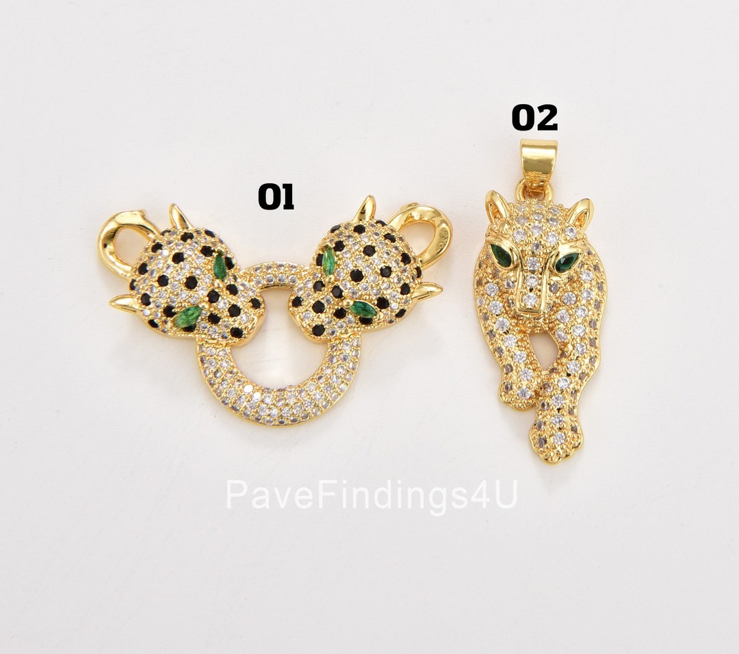 Gold Filled Panther Charm, Leopard Charm Connector, Wild Animal ...