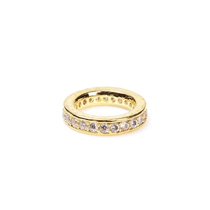 18K Gold CZ Micro Pave Ring Spacer Beads, CZ Micro Pave Donut Ring ...