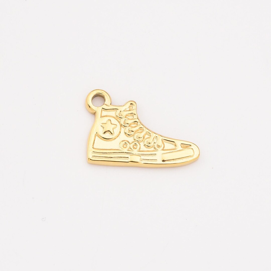 Gold Sneaker Charm, Gold Filled Over Stainless Steel Shoe Pendant, Fun ...