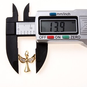 24K Gold Angel Charm Pendant, CZ Micro Pave Angel Pendant, Cubic ...