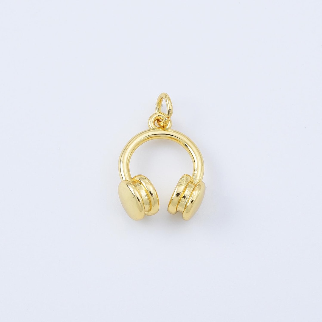 Dainty Headset Charm, Gold Filled Music Headphones Minimalist Pendant ...