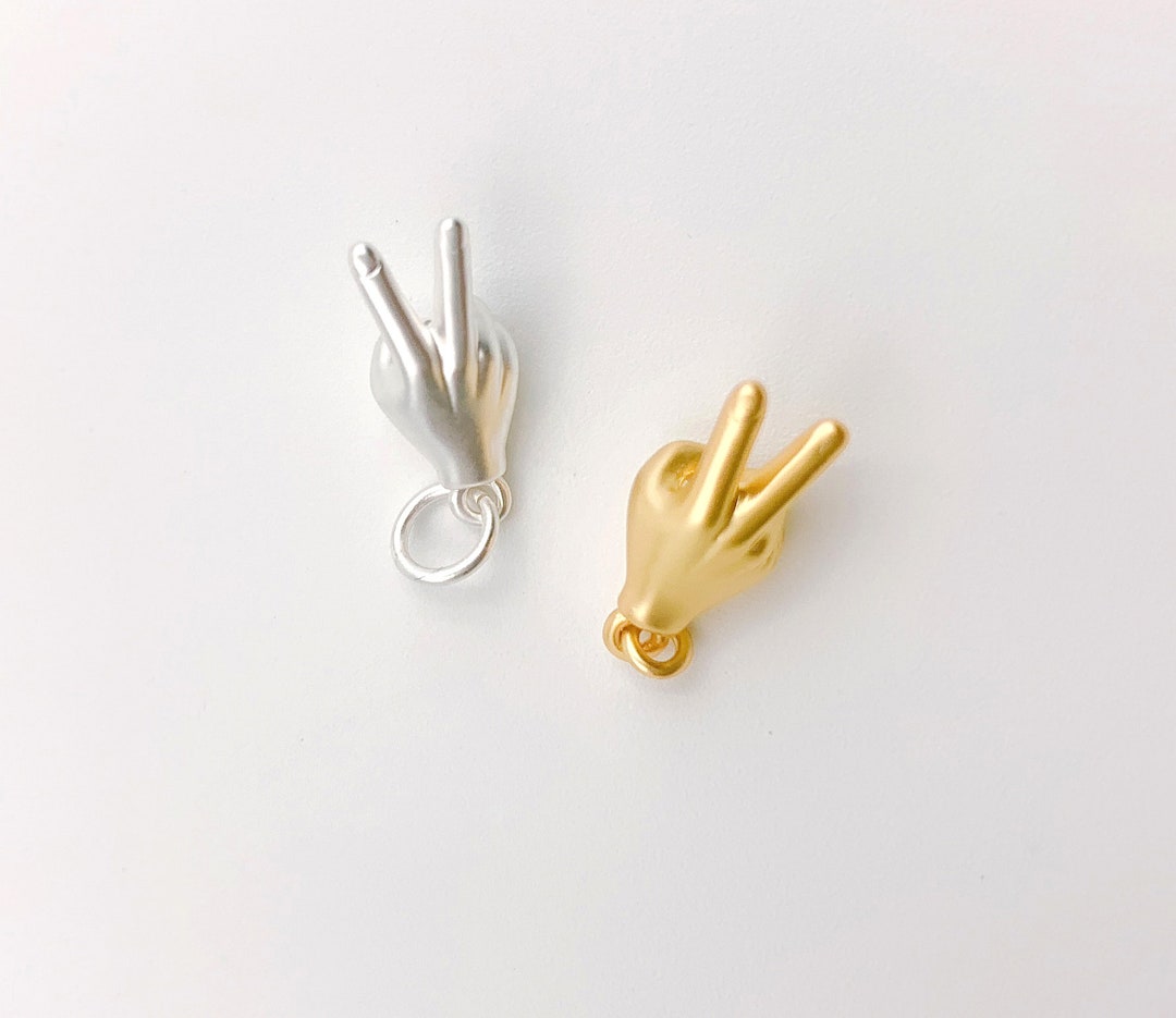 18K Gold Filled Peace Sign Hand Symbol Charm, Unique Peace Sign for ...