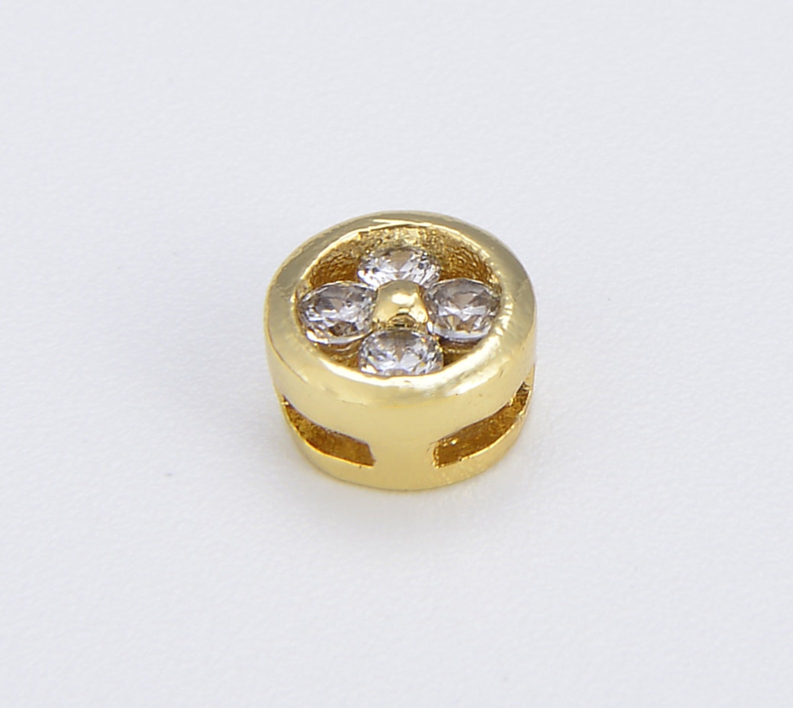 Flat Round Beads, Micro Pave CZ Flat Coin Round, CZ Micro Pave Round ...