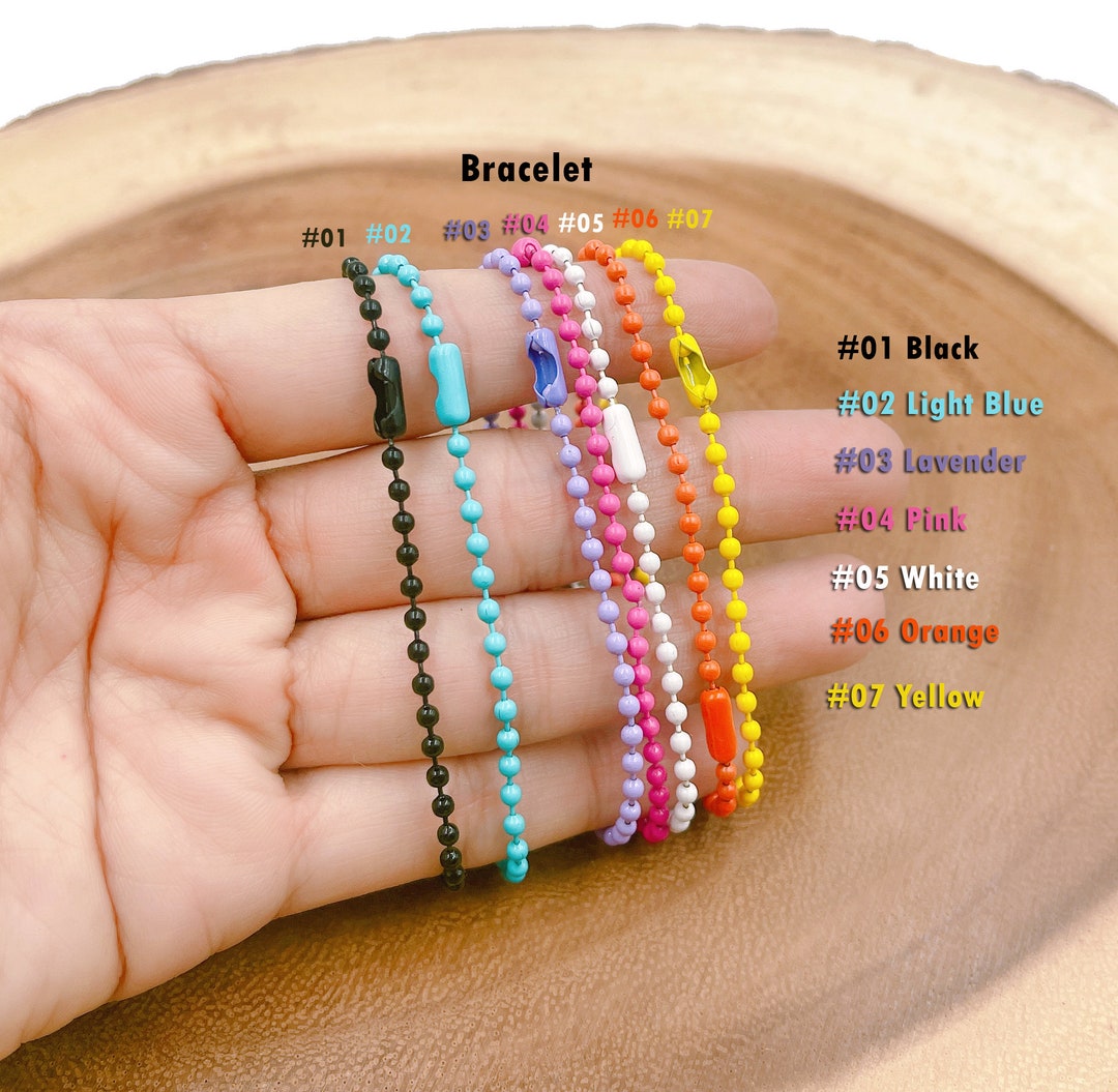 18" Ball Chain Necklace , Enamel Pink Neon Yellow Orange Blue Black ...