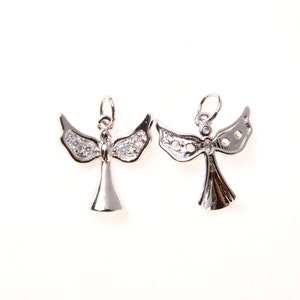 24K Gold Angel Charm Pendant, CZ Micro Pave Angel Pendant, Cubic ...