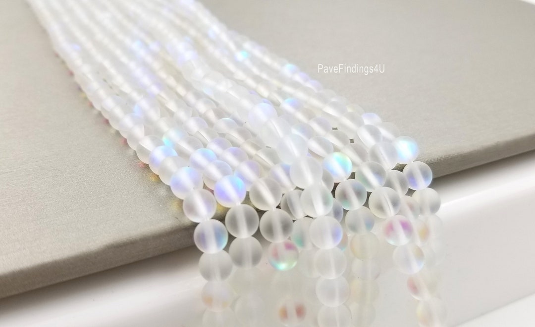 6/8mm Matte Mystic Aura Quartz Beads, Moonstone Beads, Holographic ...