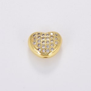 Pave CZ Heart Bead Pave Heart Pendant CZ Micro Pave Heart - Etsy