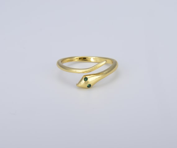 Buy Adjustable Green Eye Snake Ring in 18K Gold Ring Stackable Serpent Ring Open Ring Minimalist Gold Ring Stacking Animal Rings RG009 Online in India Etsy