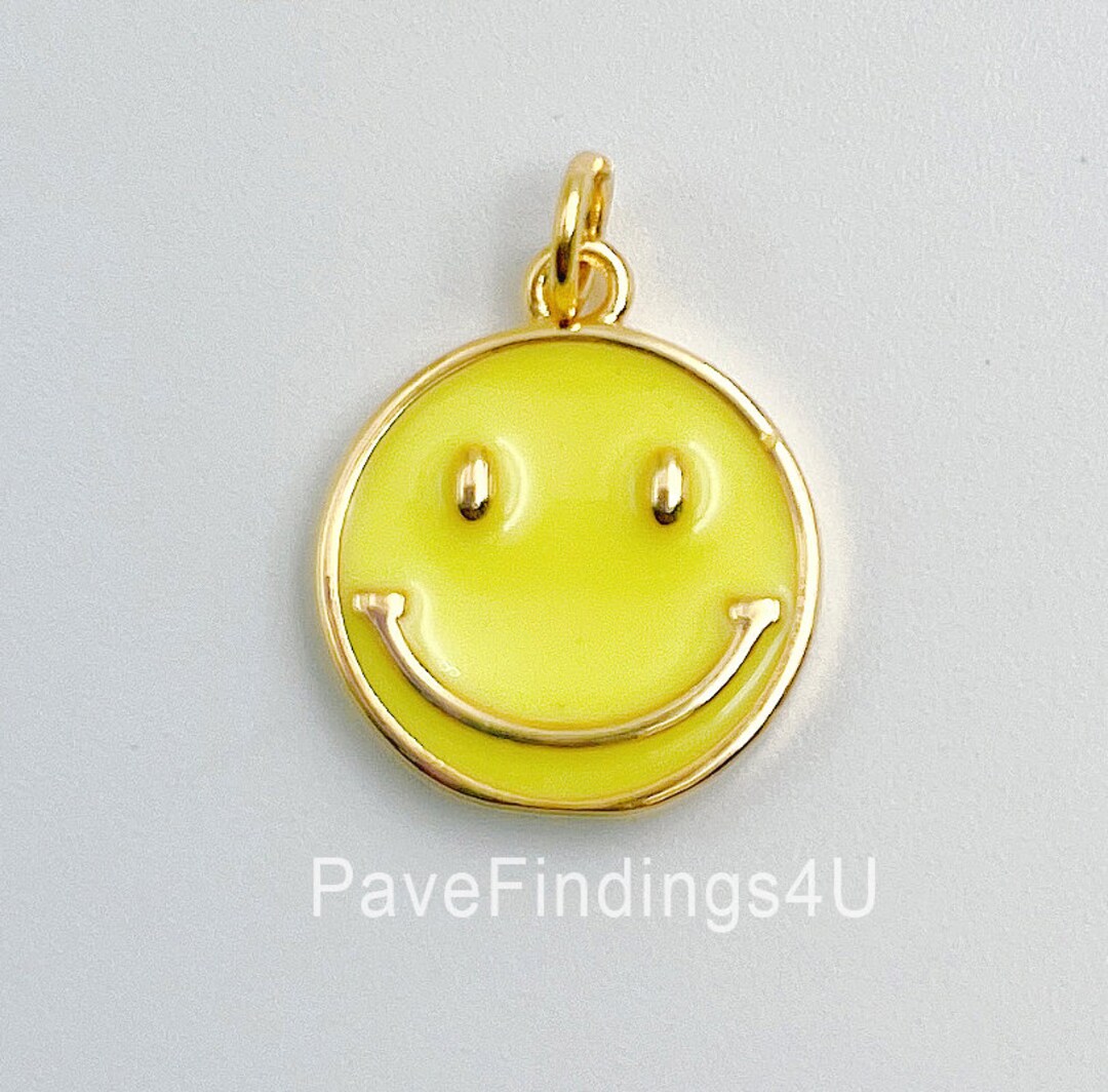 Dainty Enamel Charm Smile Coin Mini Happy Smile Pendant Gold - Etsy