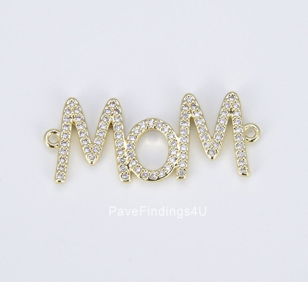 Mom Charm Connector in 18K Gold , Mother Charm, Mothers Day Gift, Mom ...