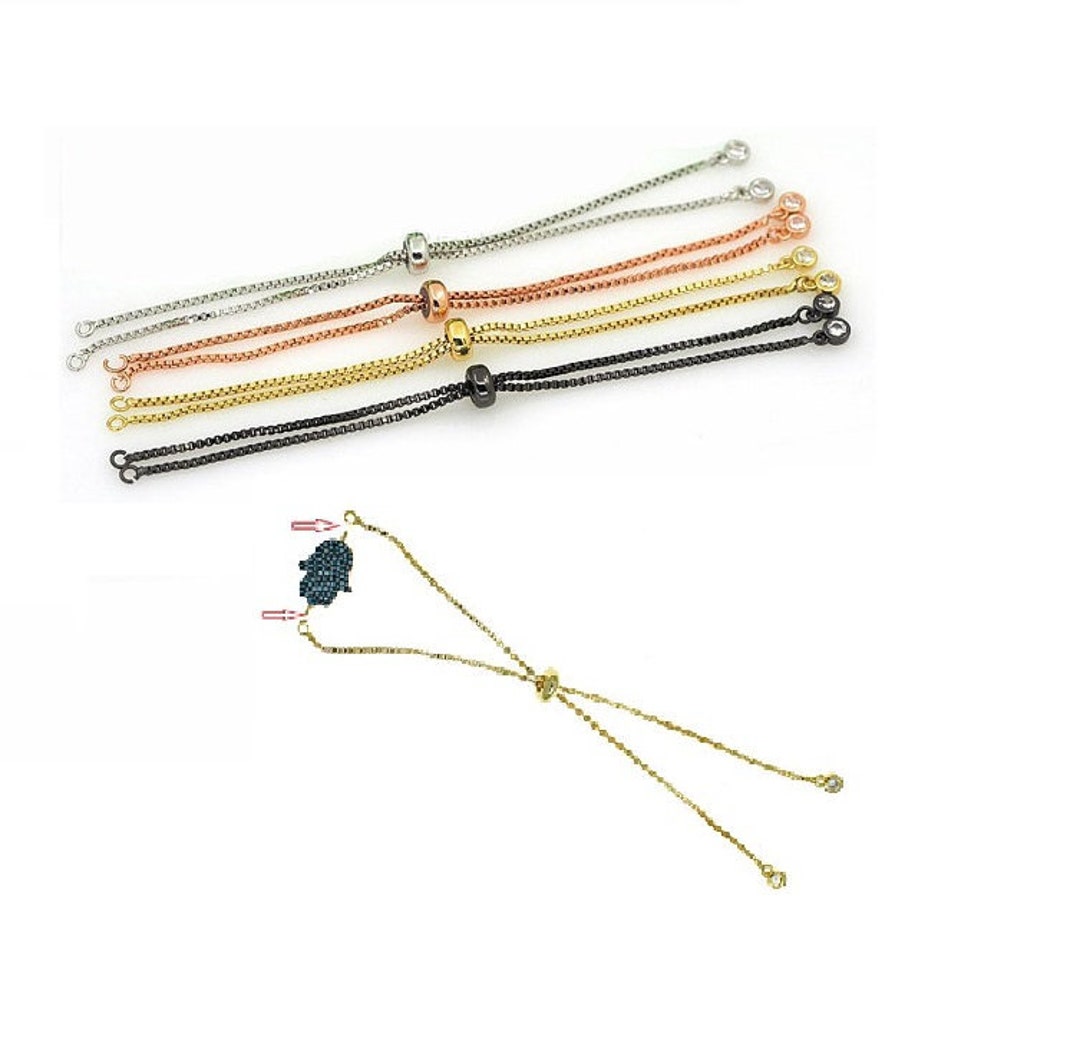 1/10/20pcs Half Finished Slide Bracelet, 18K Gold Sliding Adjustable ...