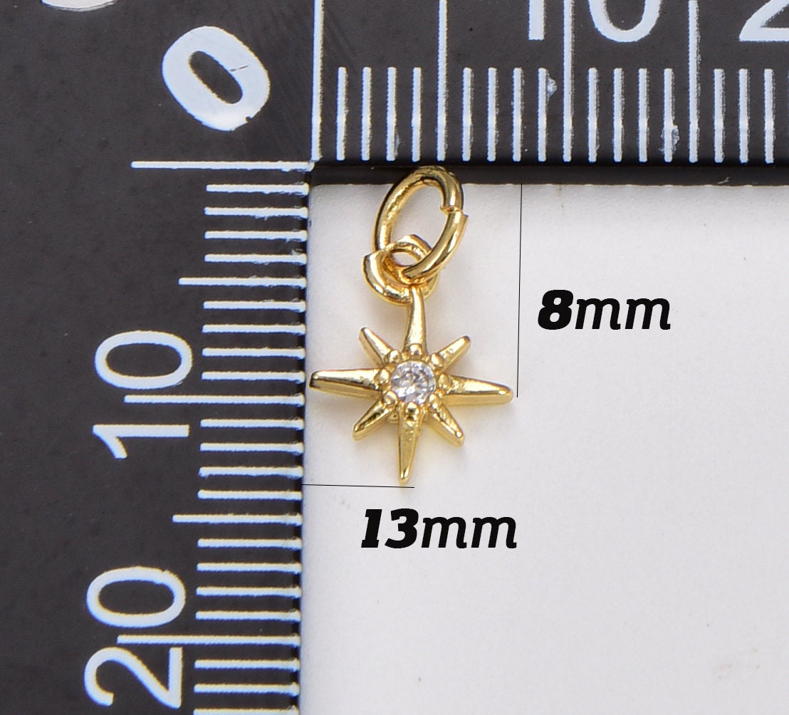 18K Gold Mini Shooting Star Cubic Zirconia Bracelet Necklace Pendant ...