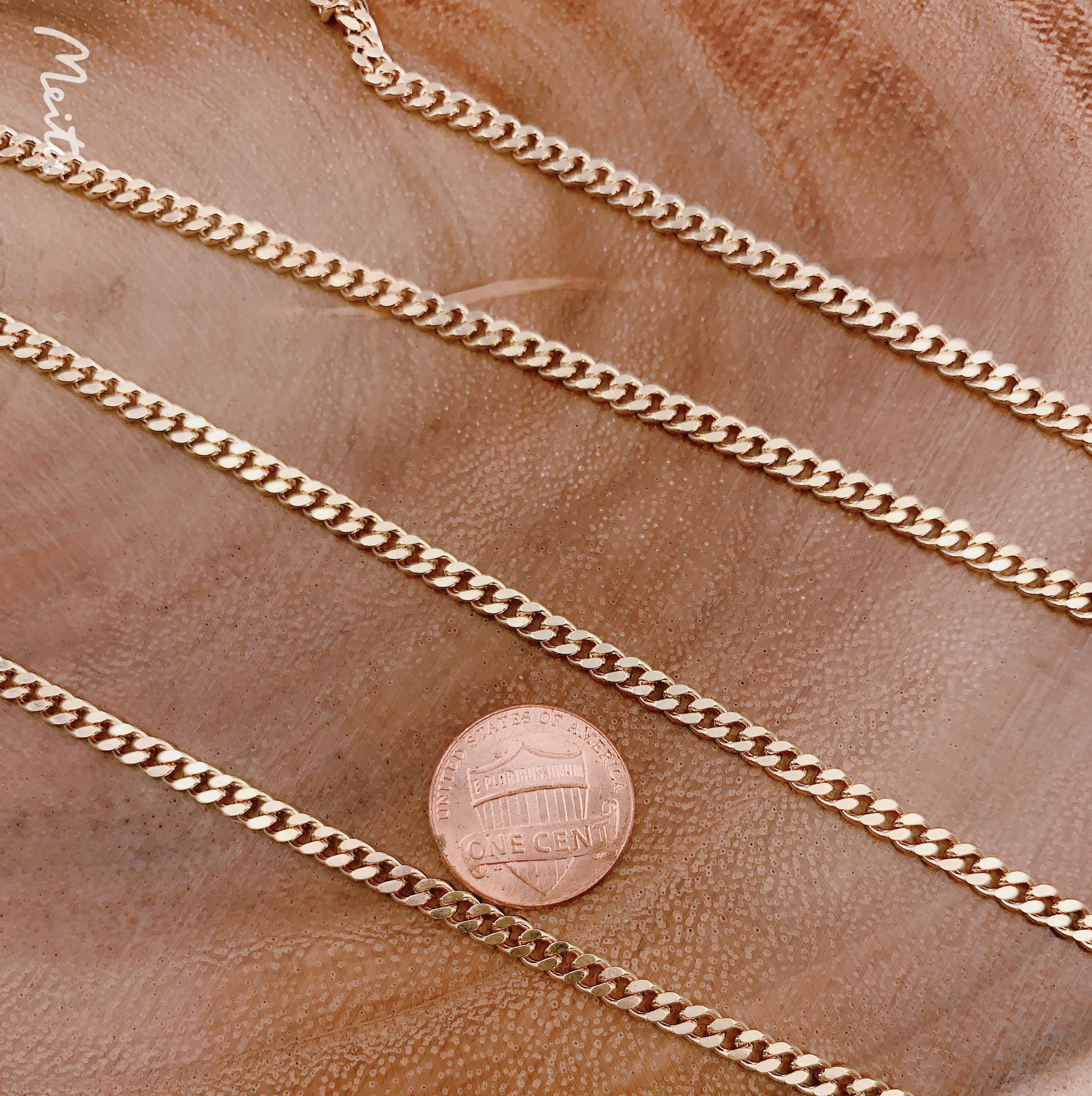 24K Gold Chunky Curb Chain by Yard Cuban Curb Chain by Foot - Etsy