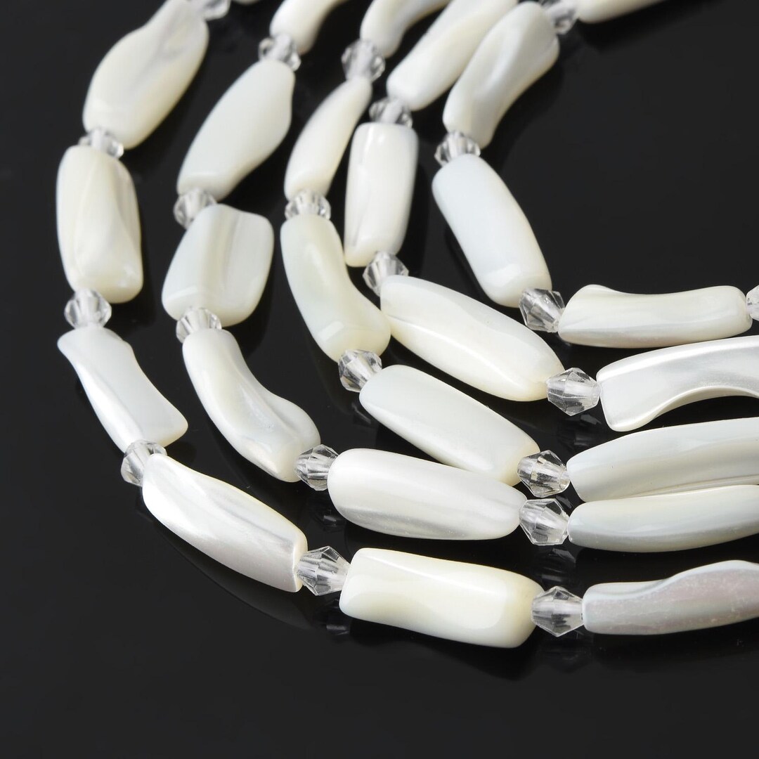 Natural White Mother of Pearl Irregular Bead 8x16mm MOP Shell Gemstone ...