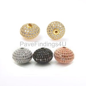 10mm Roundel Rondelle Spacer CZ Micro Pave Rondelle Bead CZ - Etsy