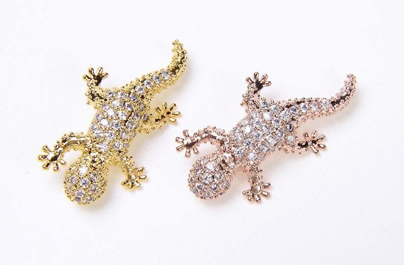 Micro Pave Gecko, Lizard Charm, Gecko Charm, Lizard Necklace, Gecko ...