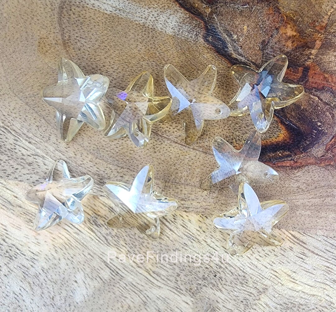 Starfish Shaped Crystal Clear Glass, Star Crystal Glass Loose Beads for ...