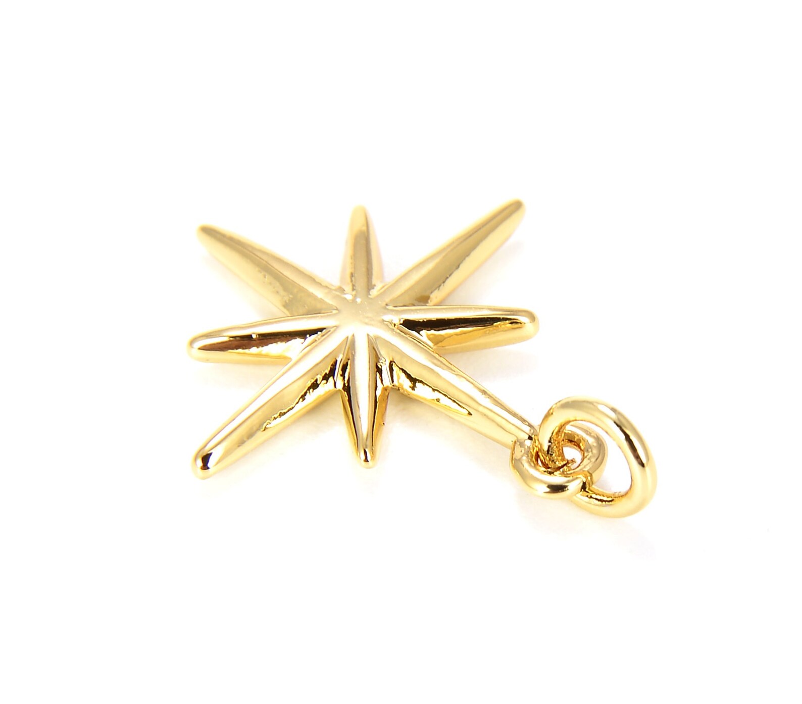 Delicate Gold Starburst Charm Pendant, Gold Starburst Charm, 18K Gold ...
