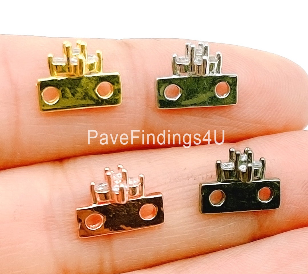 18K Gold Separator Bars 2 Hole Multi Strand Divider Row Connector Link ...