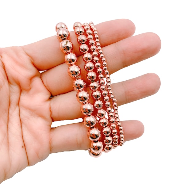Rose Gold Beaded Bracelets - Etsy