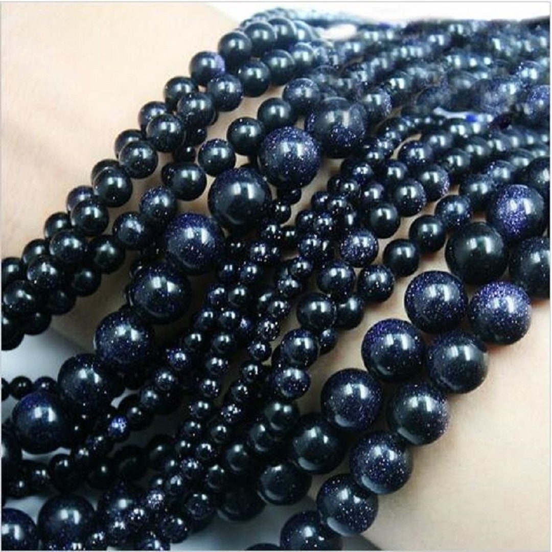 Blue SANDSTONE Round Beads, Sandstone Bead, Shiny Bluestone Loose Bead ...