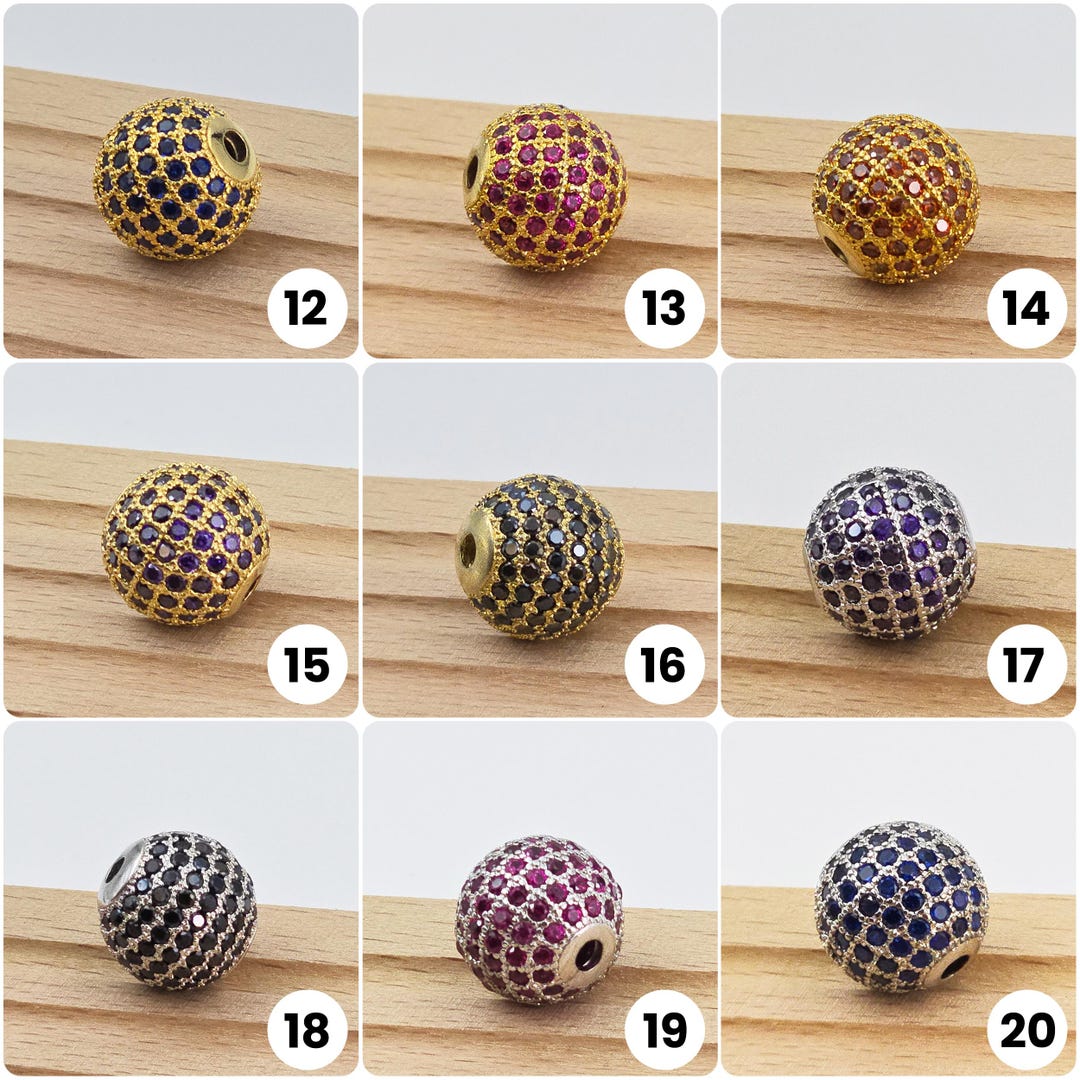 CZ Micro Pave Round Ball Bead, Cubic Zirconia Pave Beads, Shamballa ...