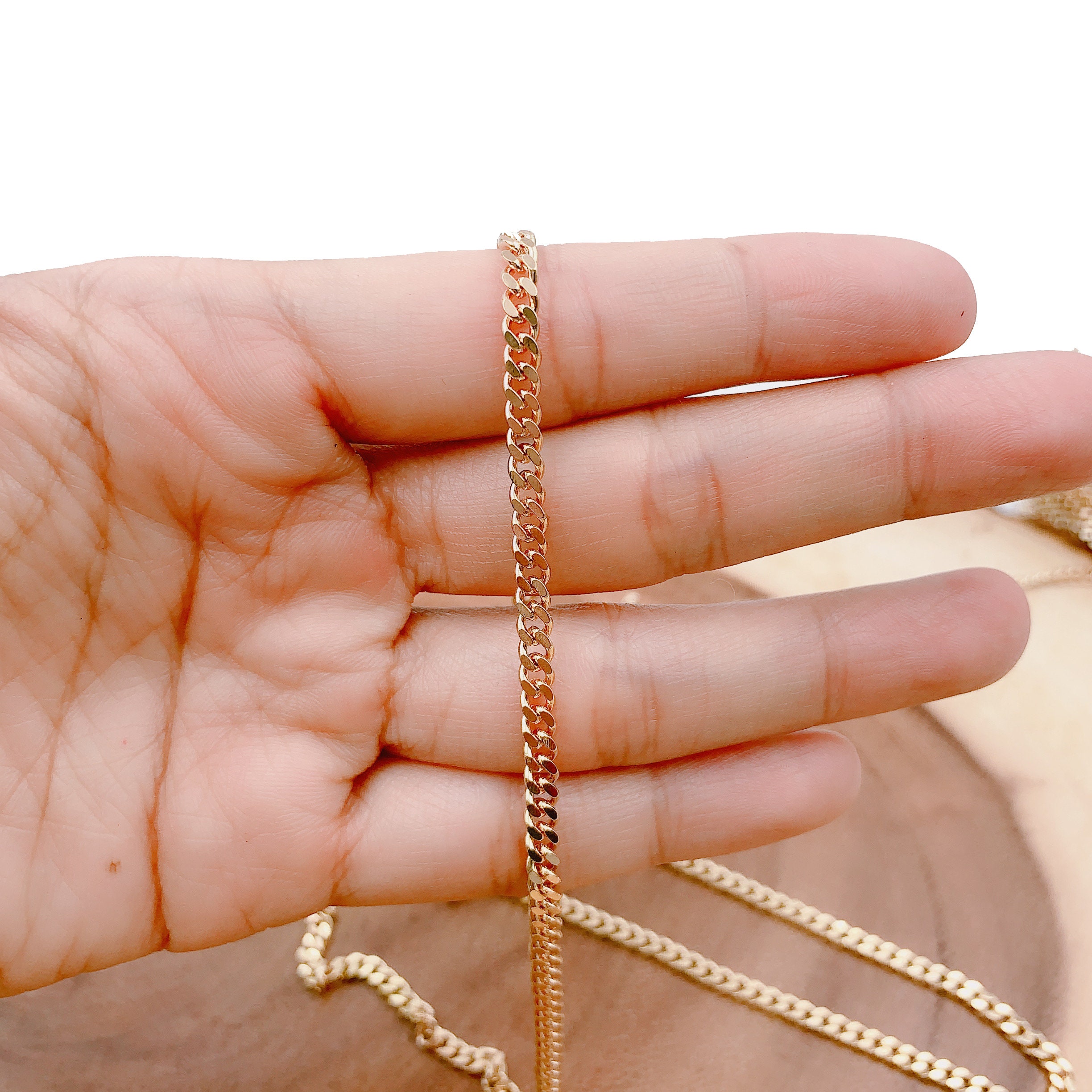 24K Gold Chunky Curb Chain by Yard Cuban Curb Chain by Foot - Etsy