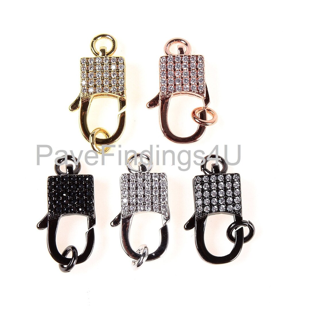 18K Gold Square Lobster Clasp, Square Lock Lobster Claw Clasp, Cubic ...
