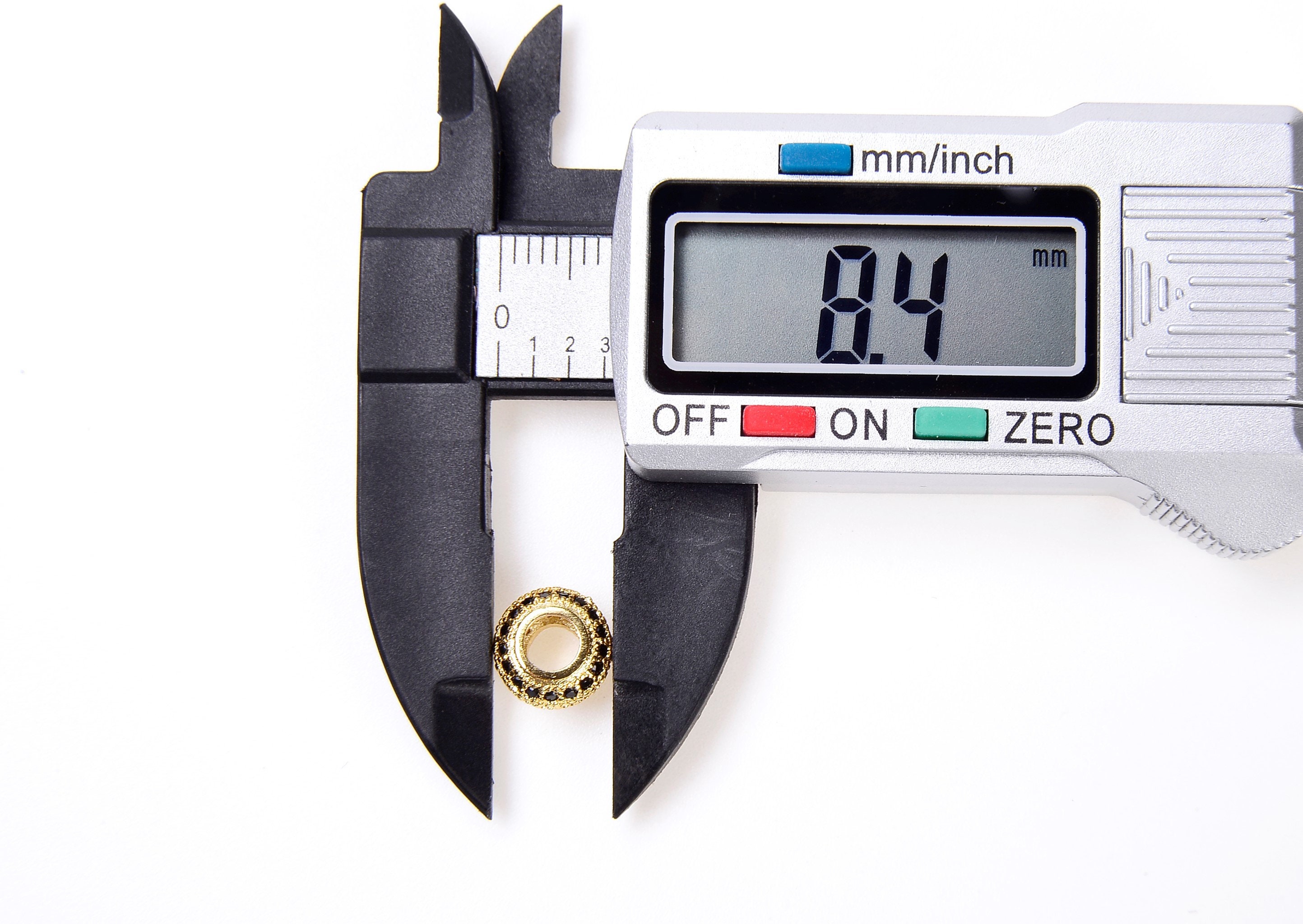 22K Gold CZ Black Pave Rondelle Bead CZ Black Micro Pave | Etsy