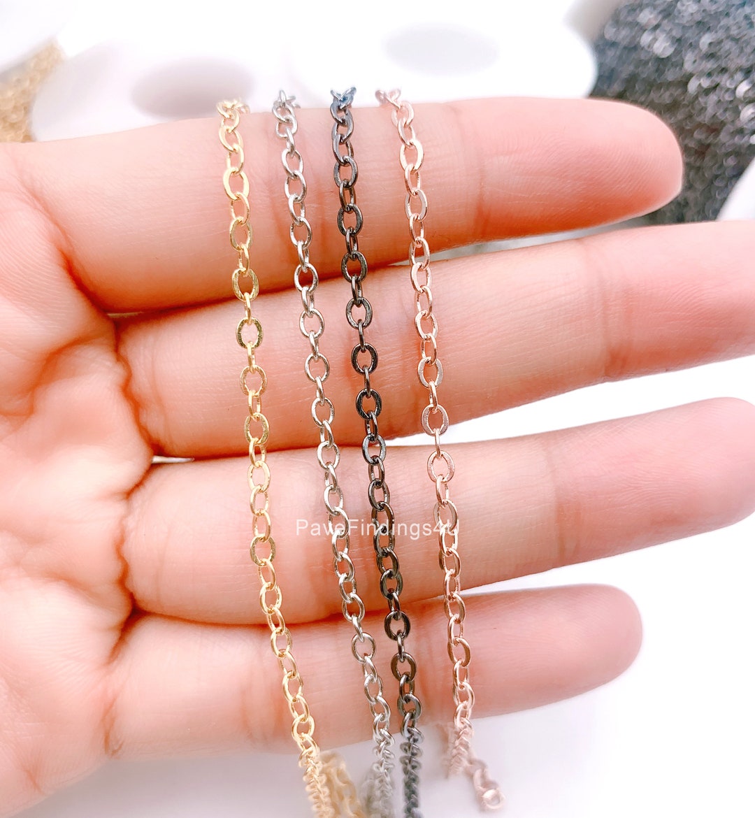 18K Gold Cable Chain by Foot for Jewelry Making Lead Free Nickel Free ...