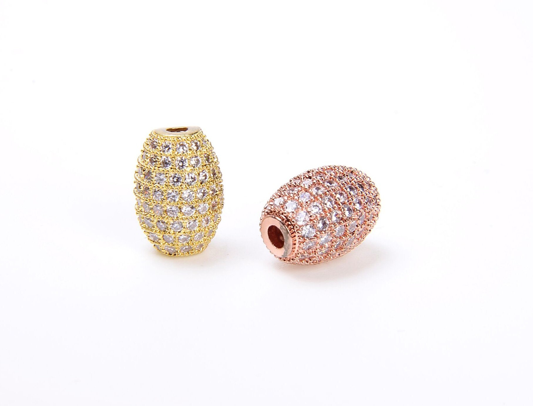 CZ Micro Pave Oval Beads Spacer, Oval Connector, Oval Spacer Beads, DIY ...