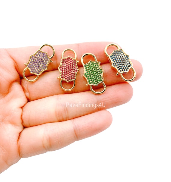 Interlocking Clasp Colored CZ Micro Pave Double Lock Clasp - Etsy