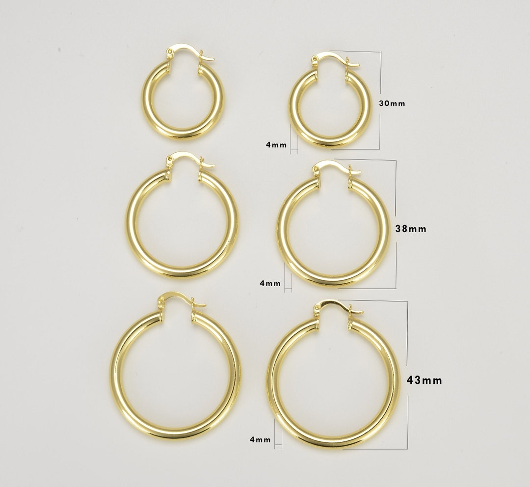 18K Gold Chunky Hoop Earrings, Fat Hoop Earrings, Chubby Hoop Earrings ...