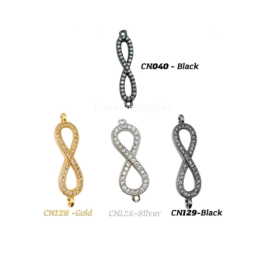 22K Gold Infinity Symbol Connector CZ Micro Pave, Infinity Connector ...