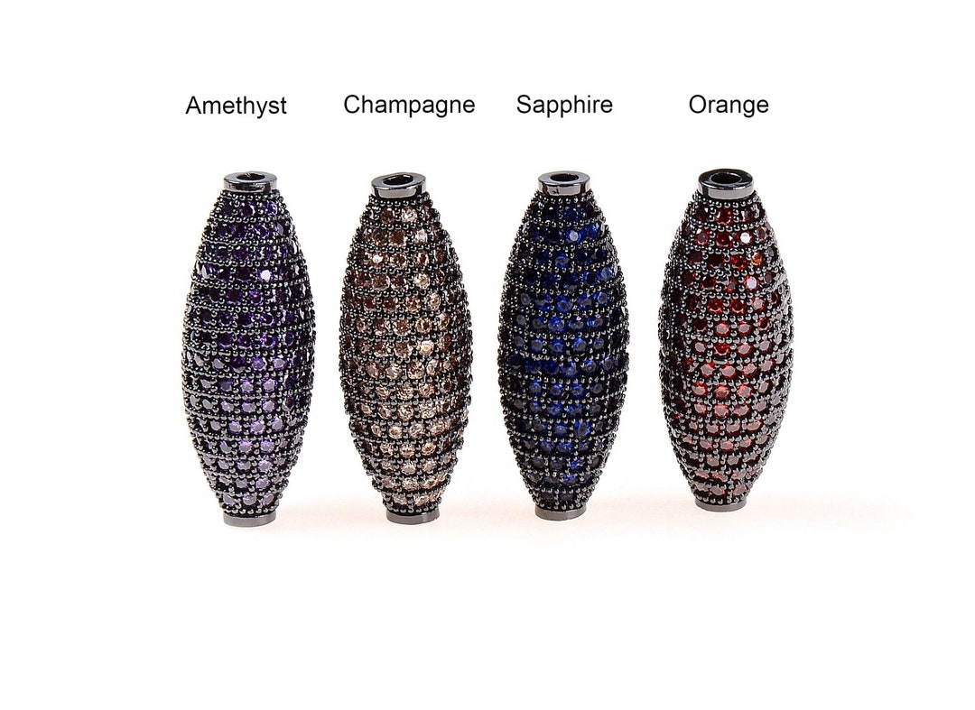 Oval Spacer Beads, Oval Connector, Round Shape Beads, CZ Micro Pave ...