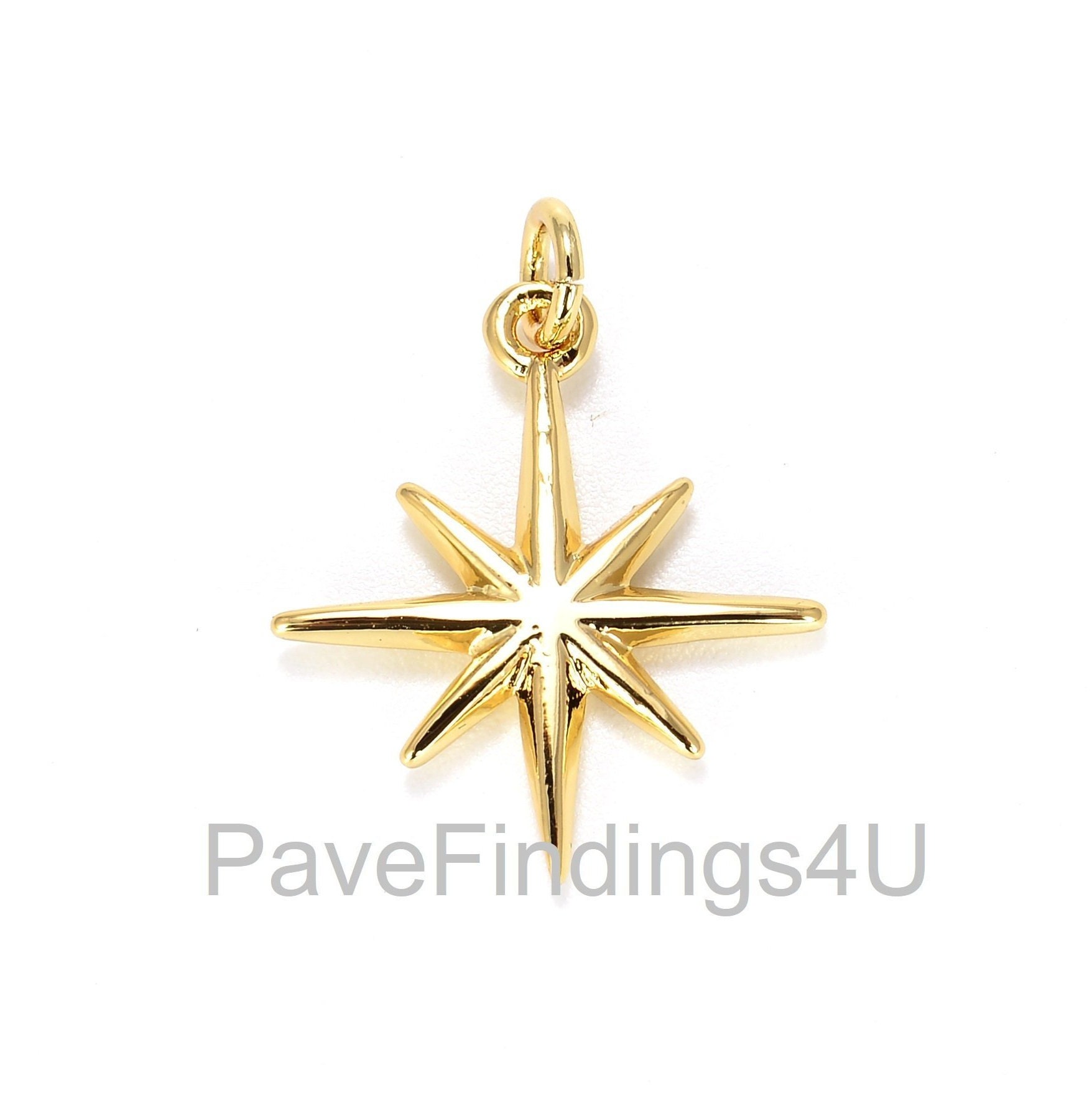 Delicate Gold Starburst Charm Pendant, Gold Starburst Charm, 18K Gold ...