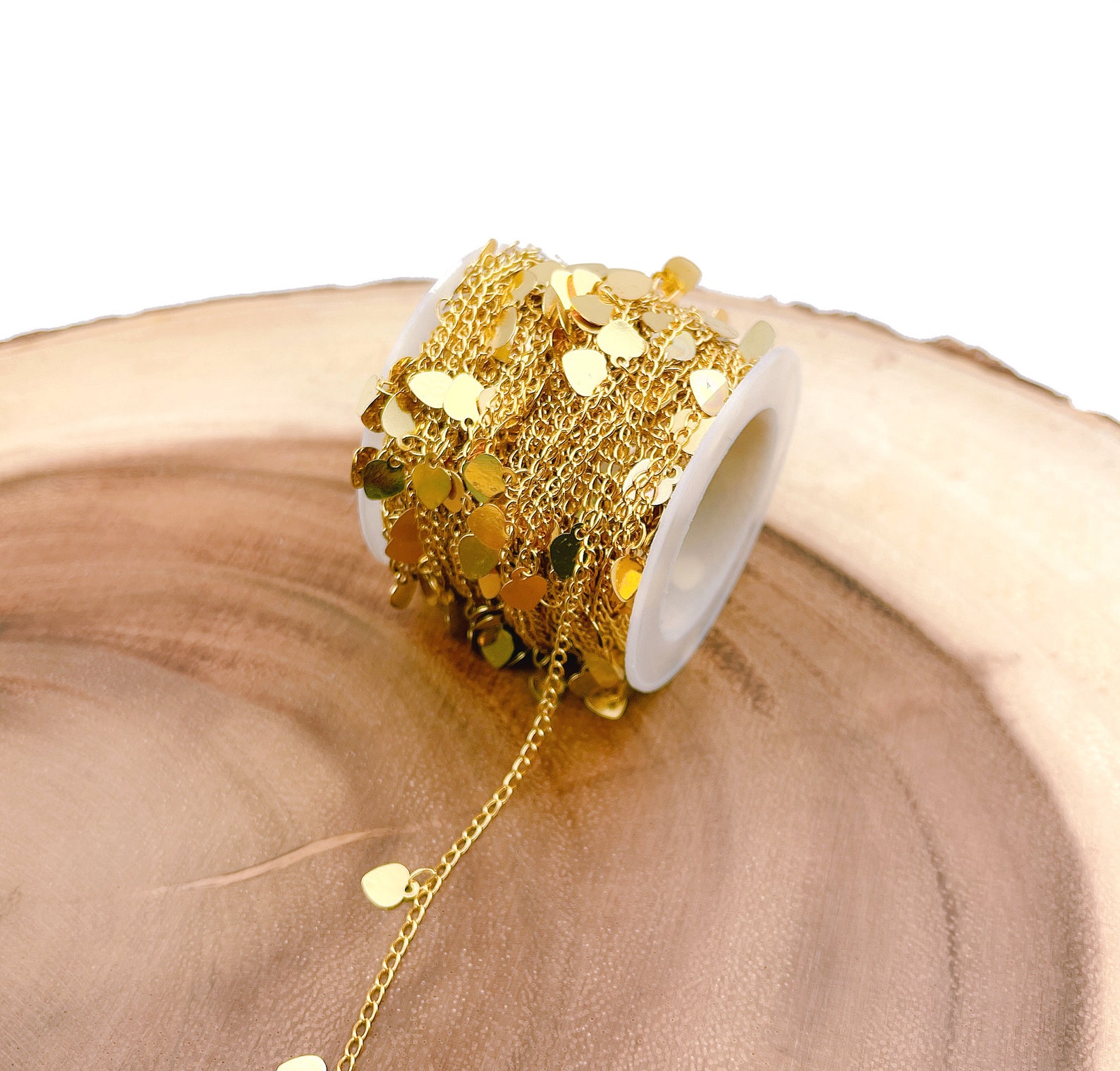 24k Shiny Gold Heart Chains Heart Link Chains Soldered - Etsy