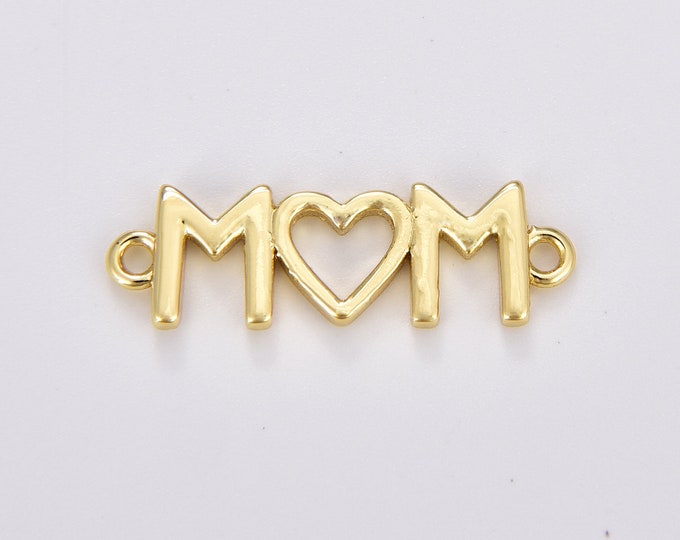 Dainty MAMA Charm Connector, 16K Gold Filled Mama Script Link Connector ...
