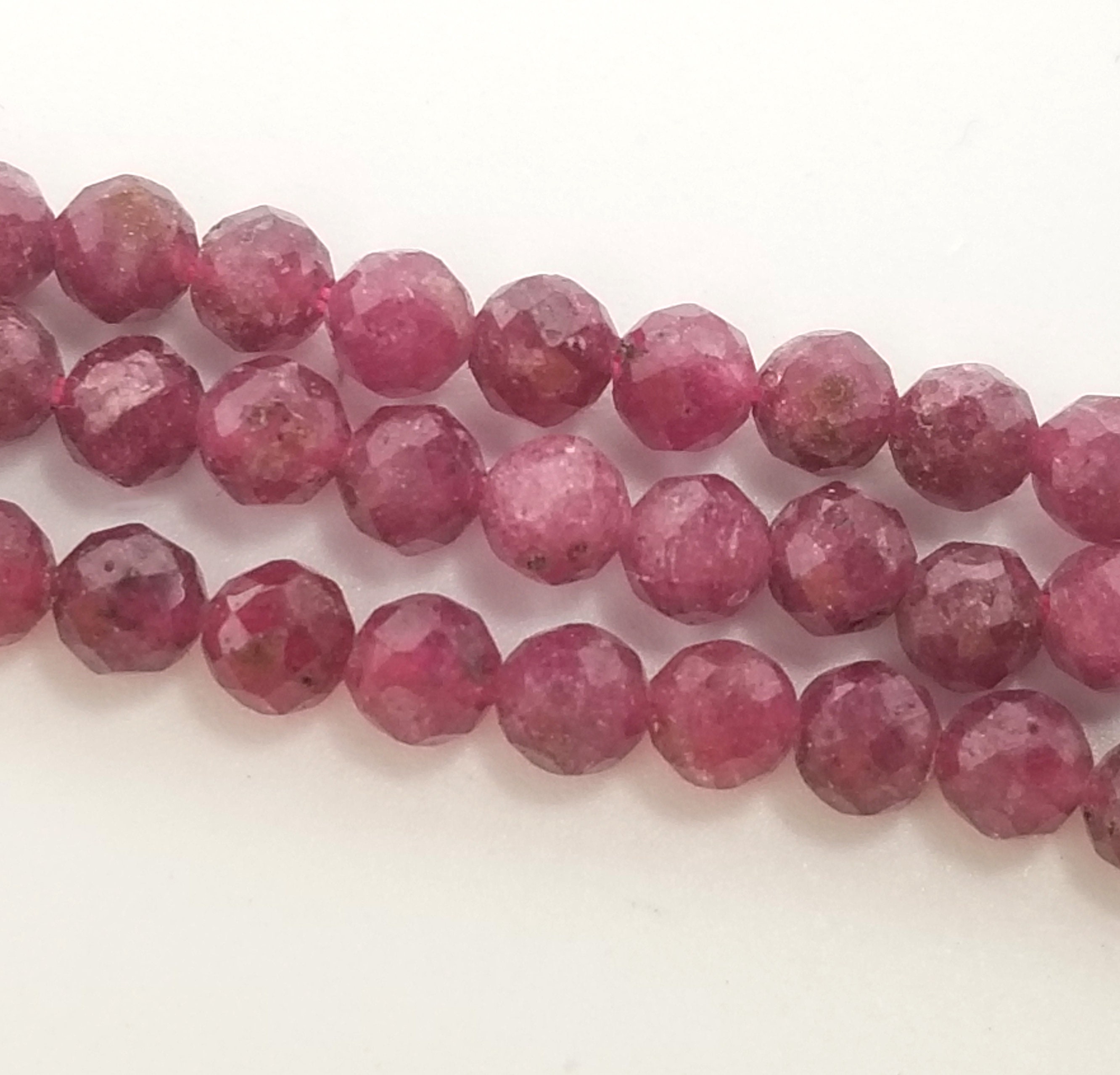 Natural Ruby Round Gemstone Beads Real Genuine Faceted High-grade ...